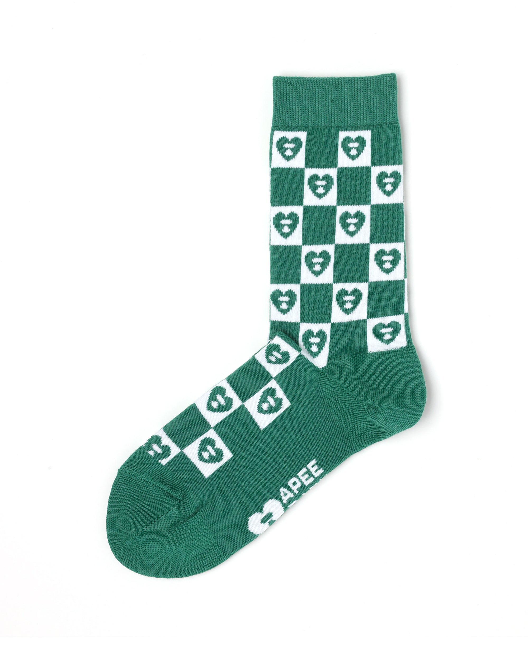 APEE Heart logo check socks | Bape official website – INT.BAPE.COM