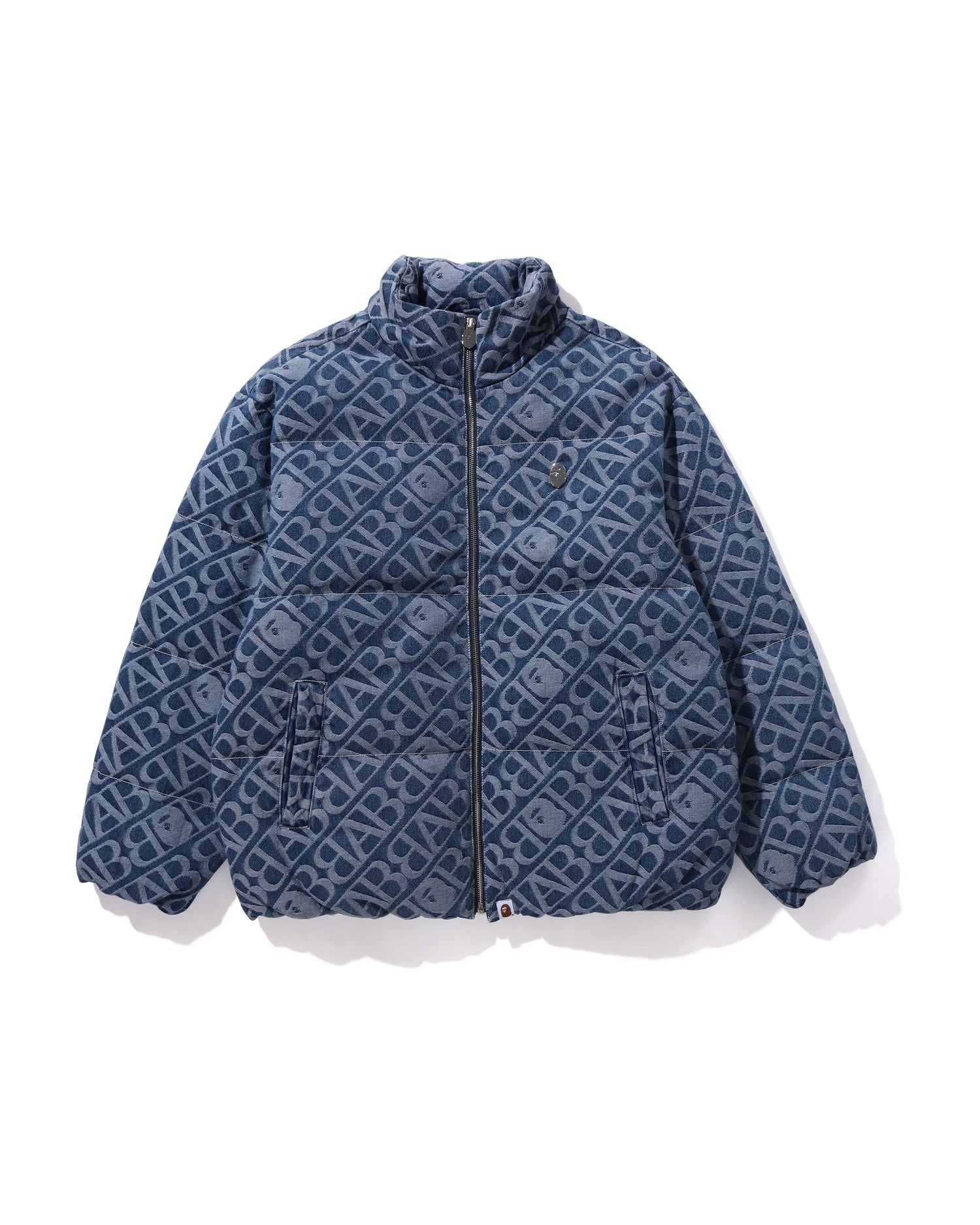 A BATHING APE® Denim Monogram Puffer Down Jacket | Bape official ...