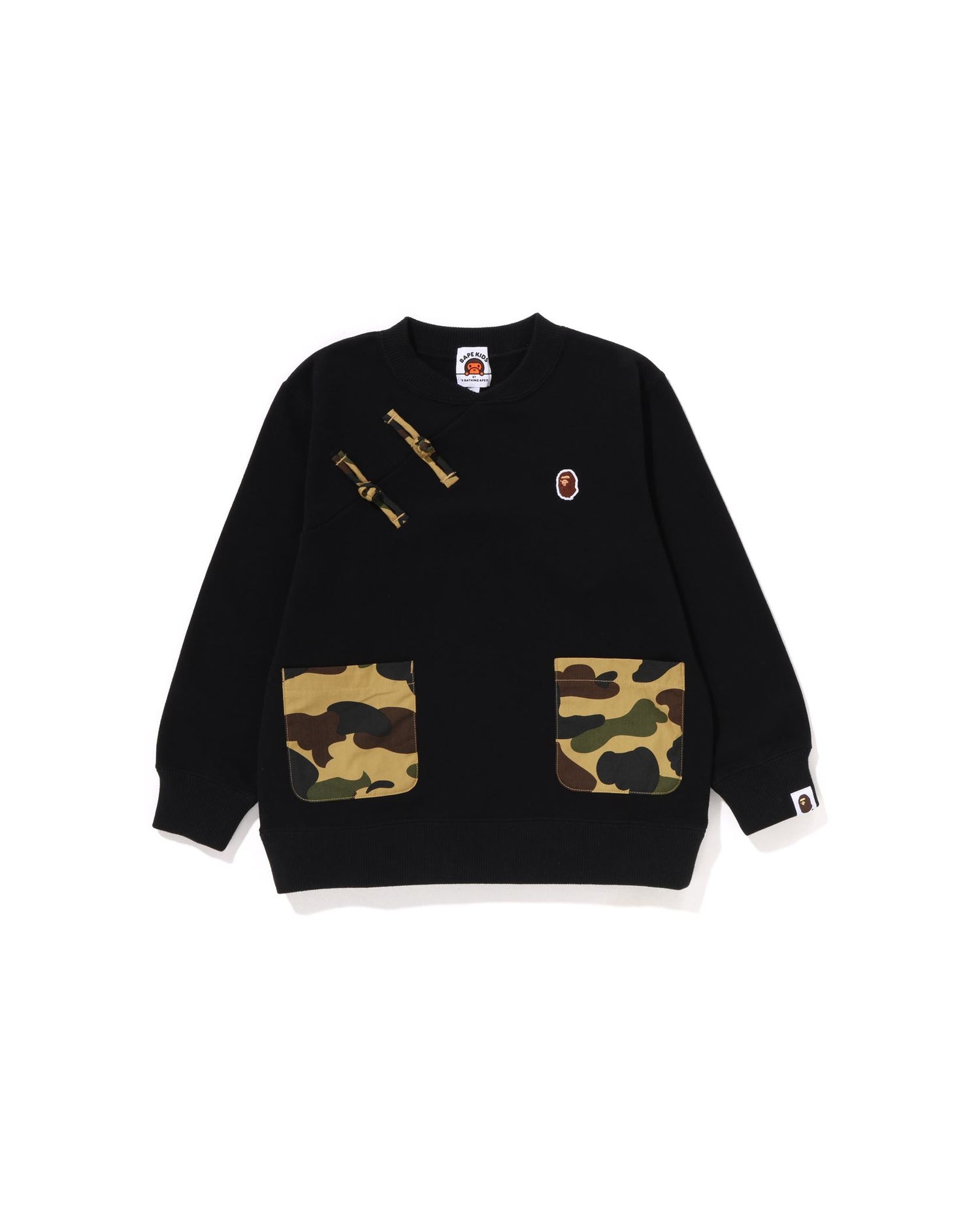 A BATHING APE® Kids 1st Camo China Button Crewneck | Bape official ...