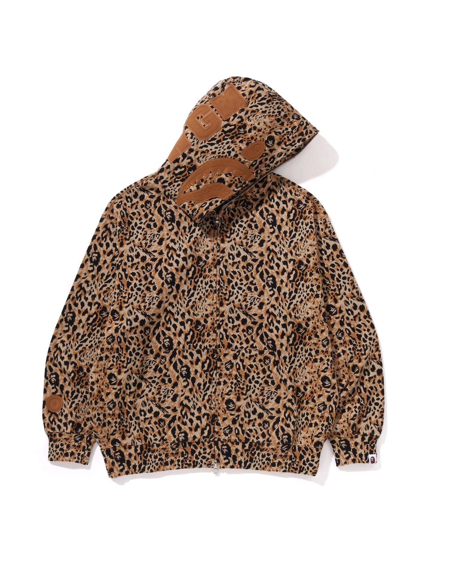 A BATHING APE® Wild Leopard Pattern Shark Relaxed Fit Full Zip Hoodie ...